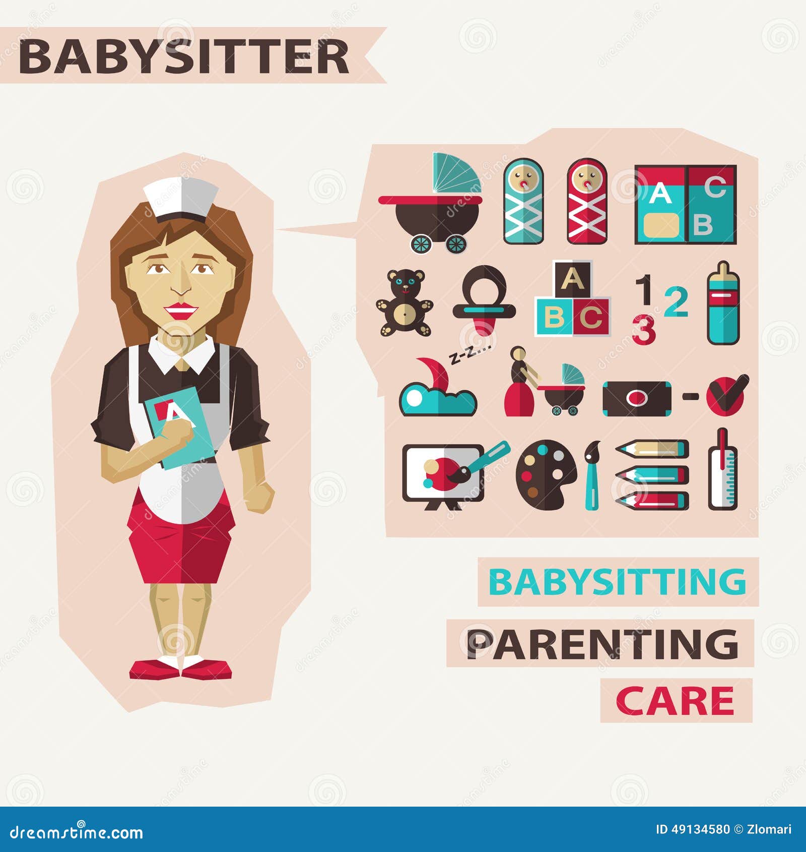 Profession of People. Flat Infographic. Babysitter Stock Vector ...