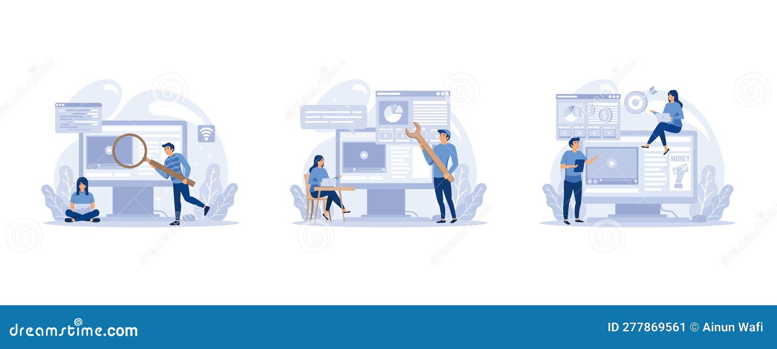 It Profession Set Programmer Write Software And Create Code For Computer Stock Vector 1831