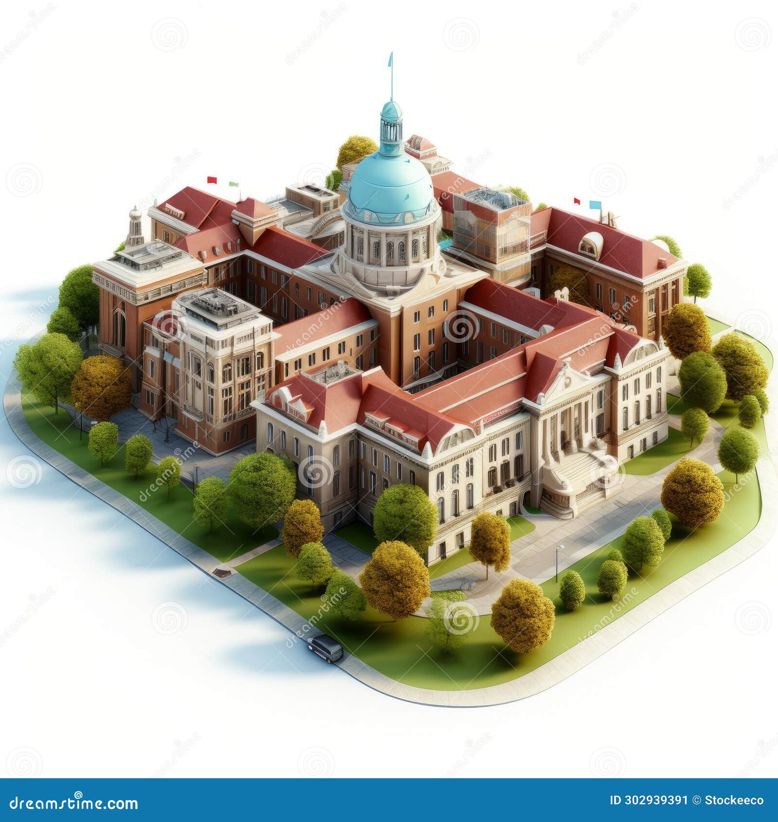 Professional 3d Cartoon Image of a University with White Background ...