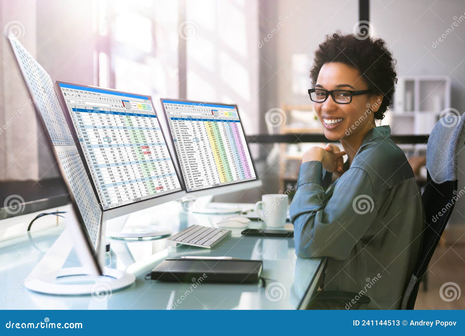 Professional Accountant Using Computer Screen Stock Image - Image of ...