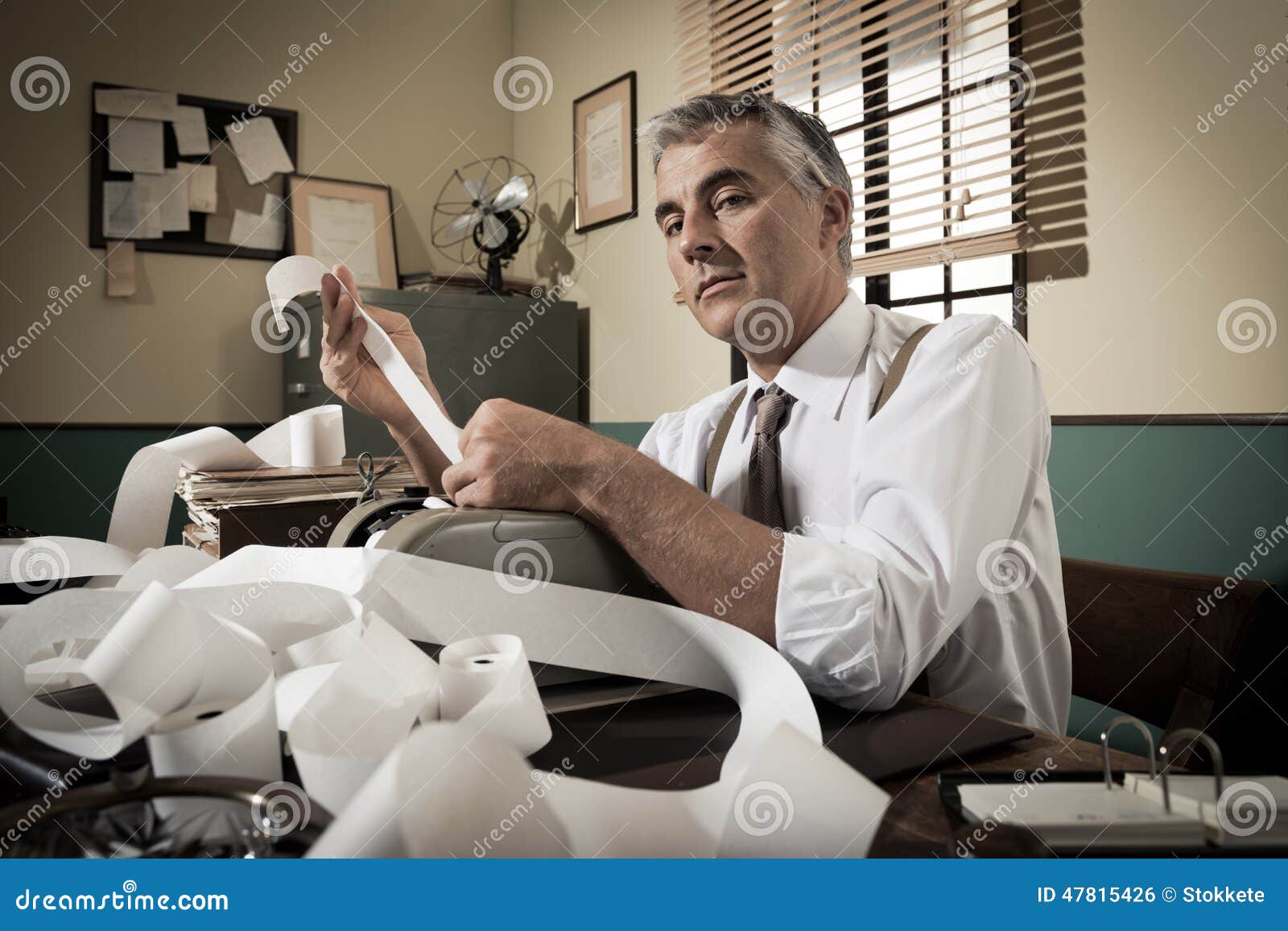 Professional Accountant at Work in Vintage Office Stock Photo - Image ...