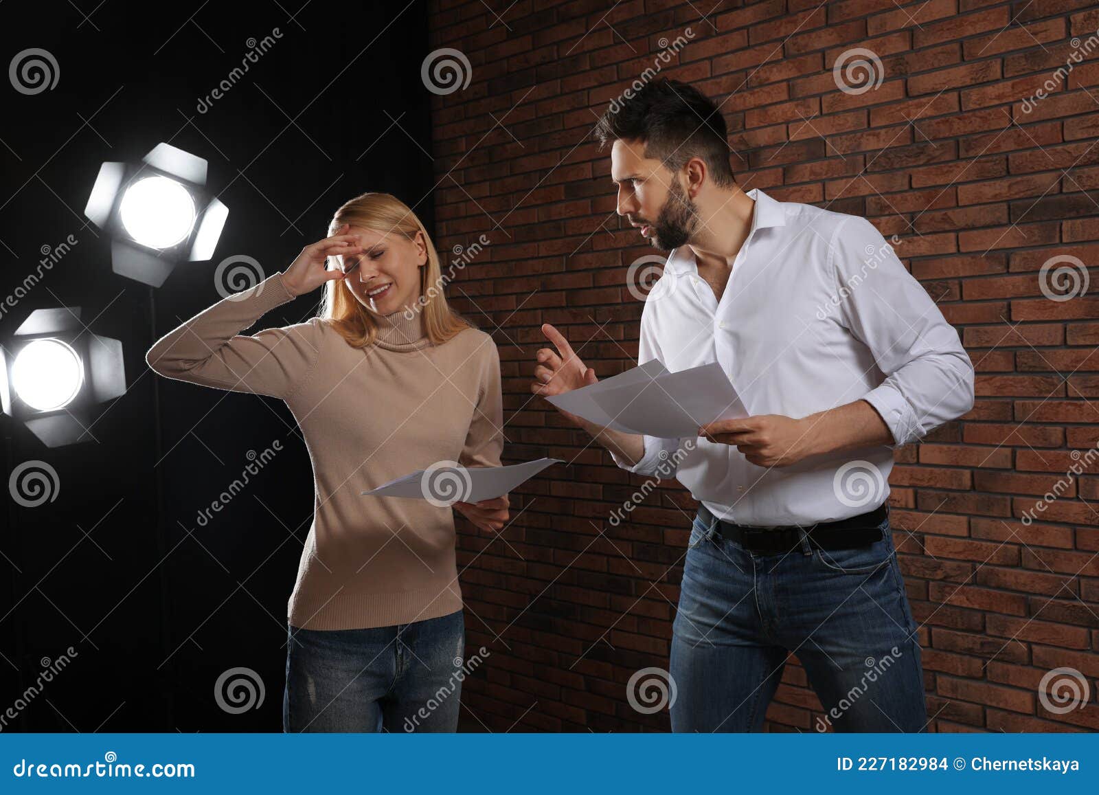 Professional Actors Rehearsing on Stage Stock Photo - Image of people ...