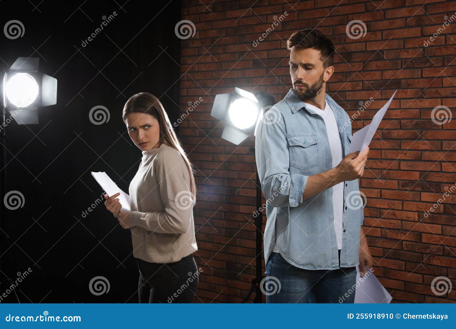 Professional Actors Rehearsing on Stage in Theatre Stock Photo - Image ...