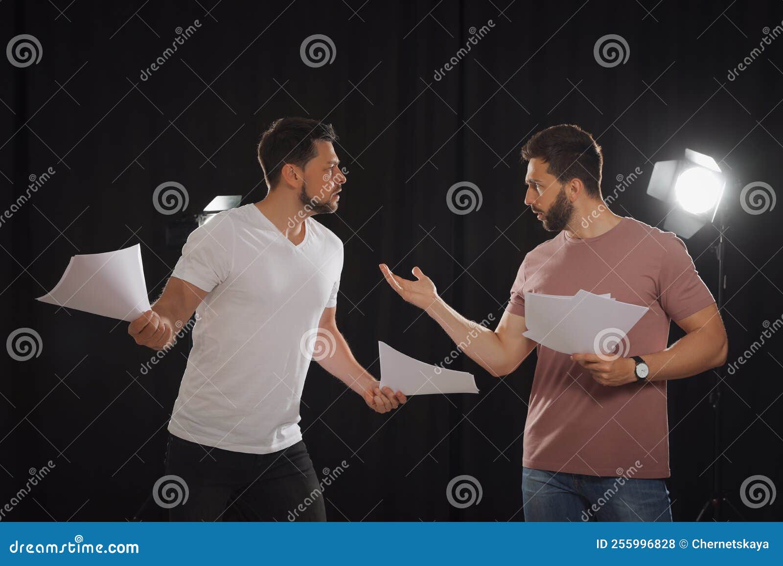 Professional Actors Rehearsing on Stage in Theatre Stock Photo - Image ...