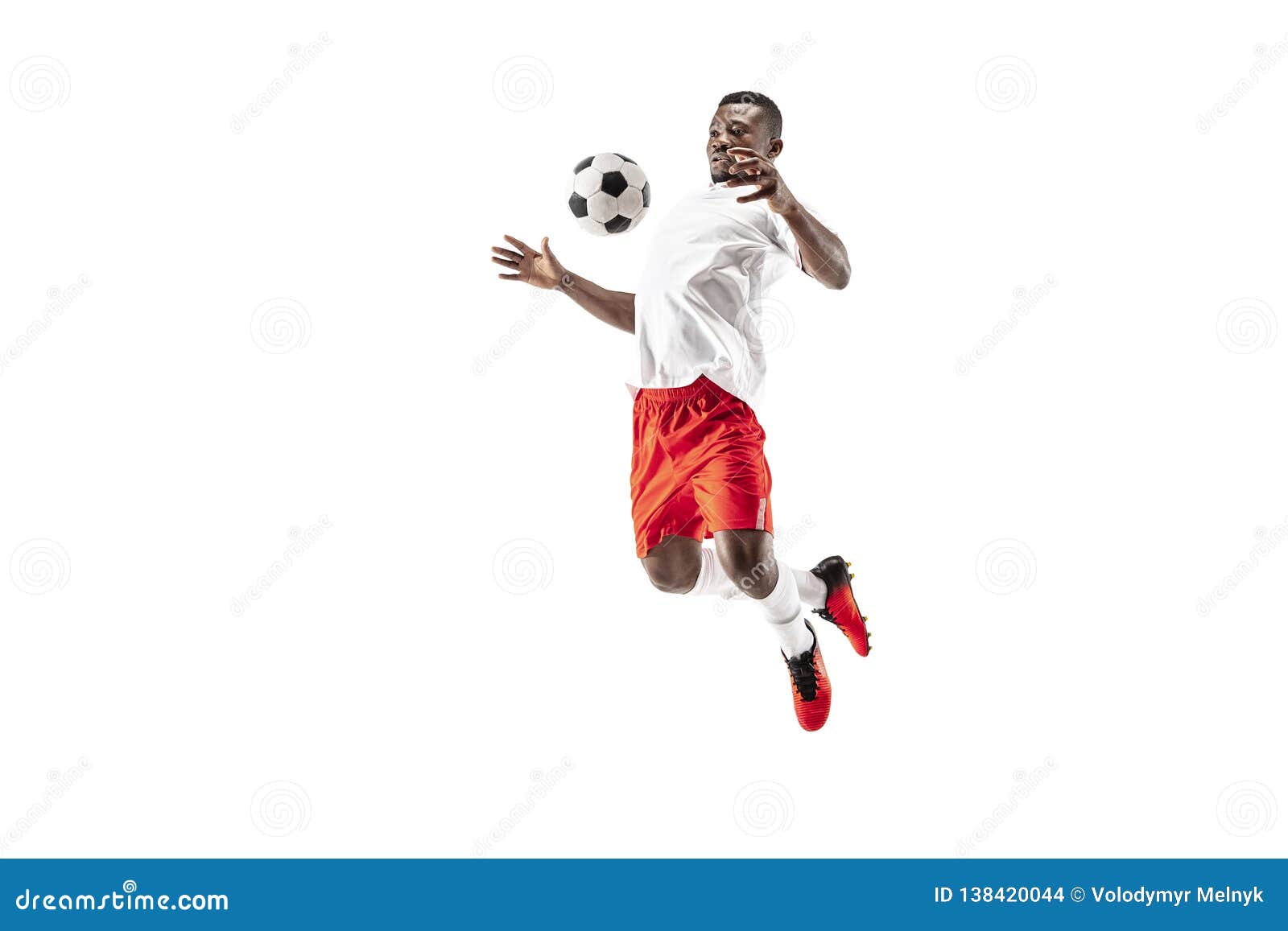 Professional African Football Soccer Player Isolated On White