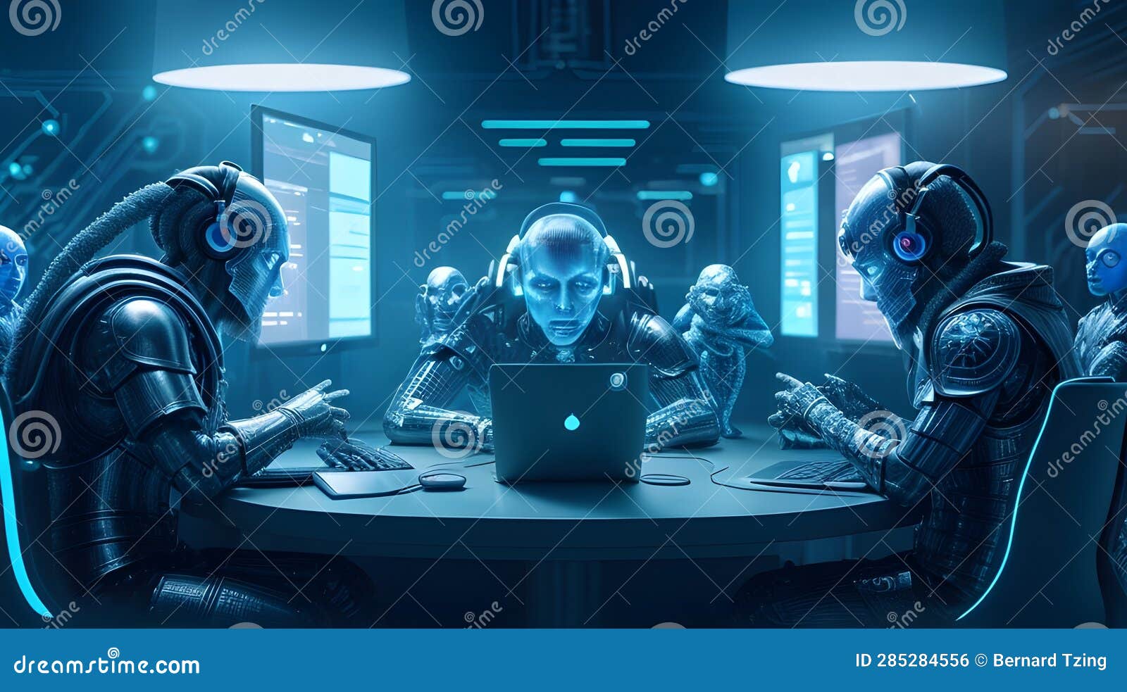 Professional AI Warrior Working in a Modern Society for Defense ...