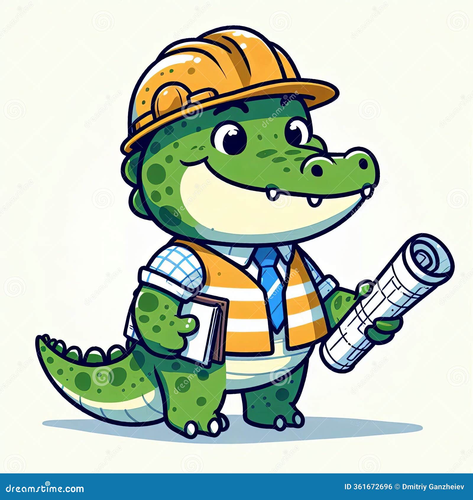 Professional Alligator Construction Worker Stock Illustration ...