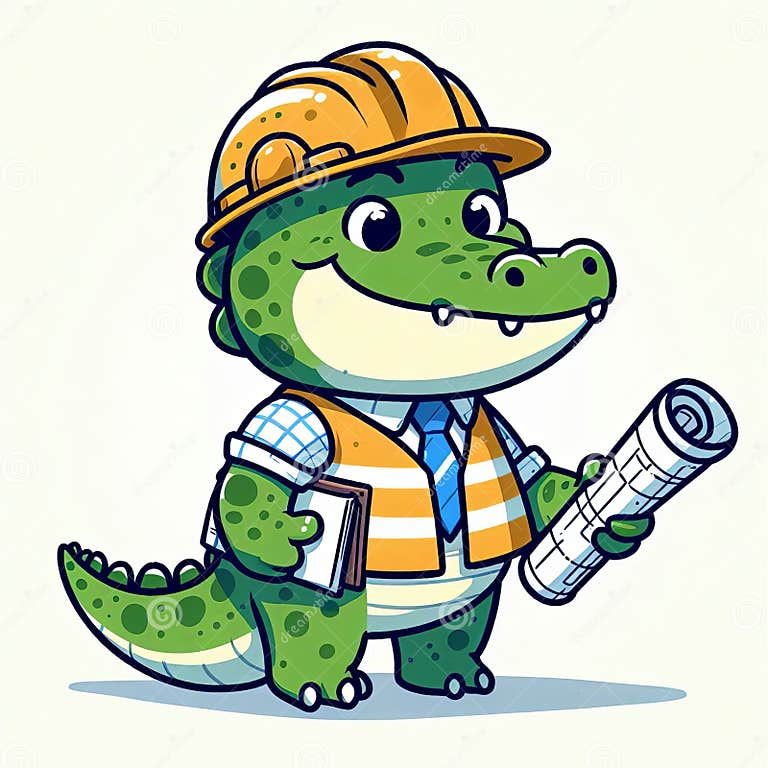 Professional Alligator Construction Worker Stock Illustration - Illustration of engineer, safety ...
