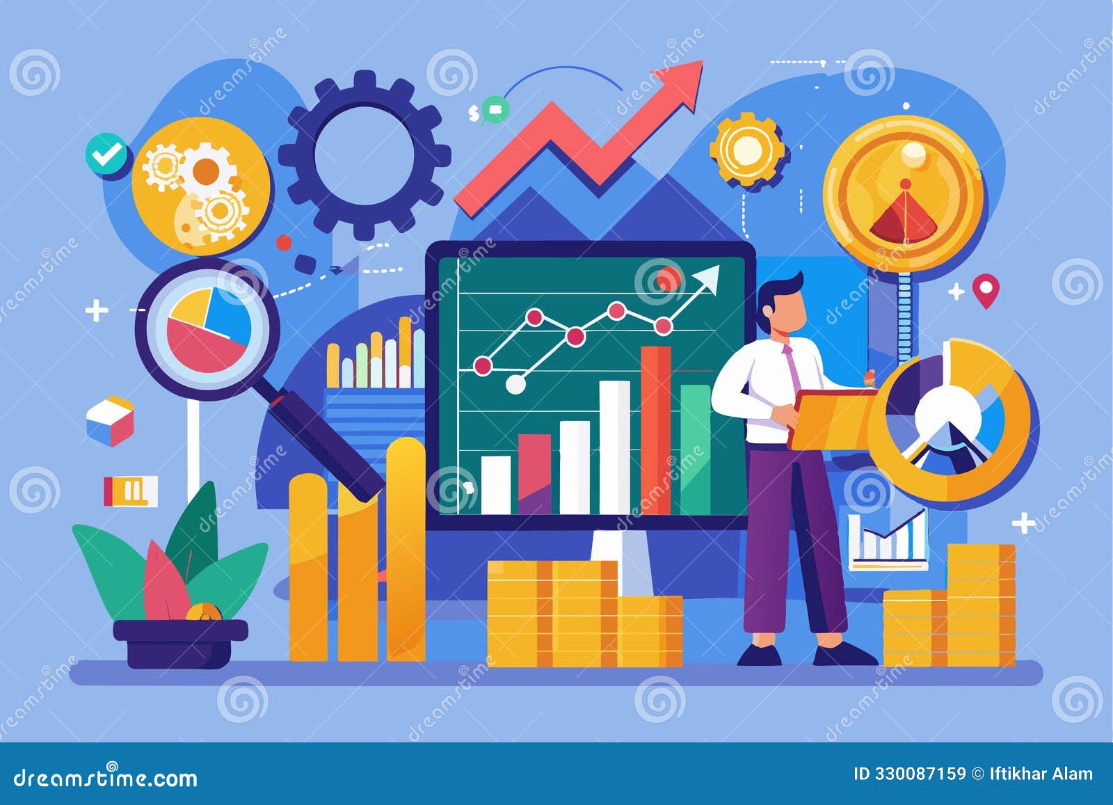 A Professional Analyzes Trade Data Using Visual Tools and Graphs in a ...