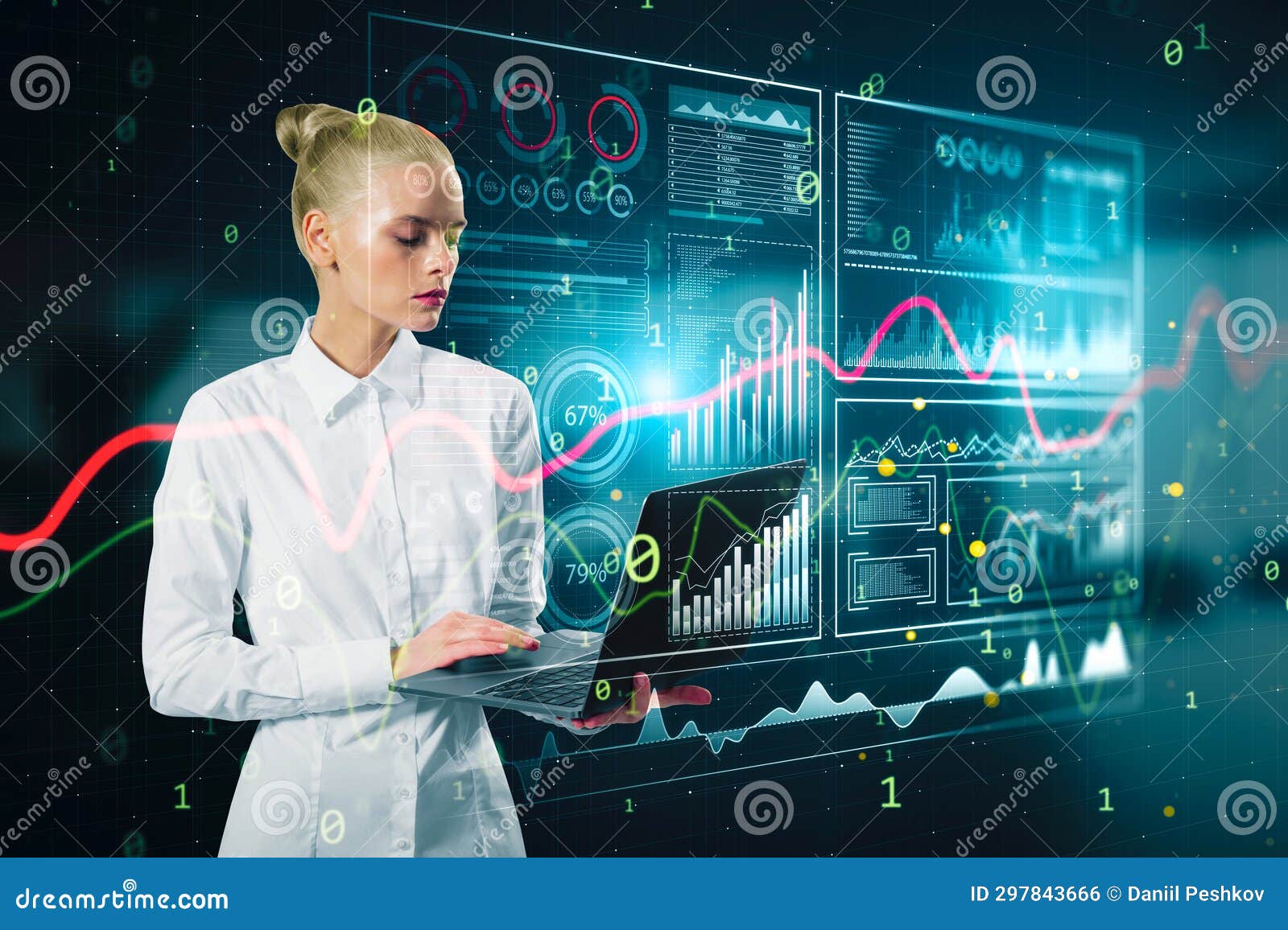 Professional Analyzing Digital Growth Chart on Screen Stock Photo ...
