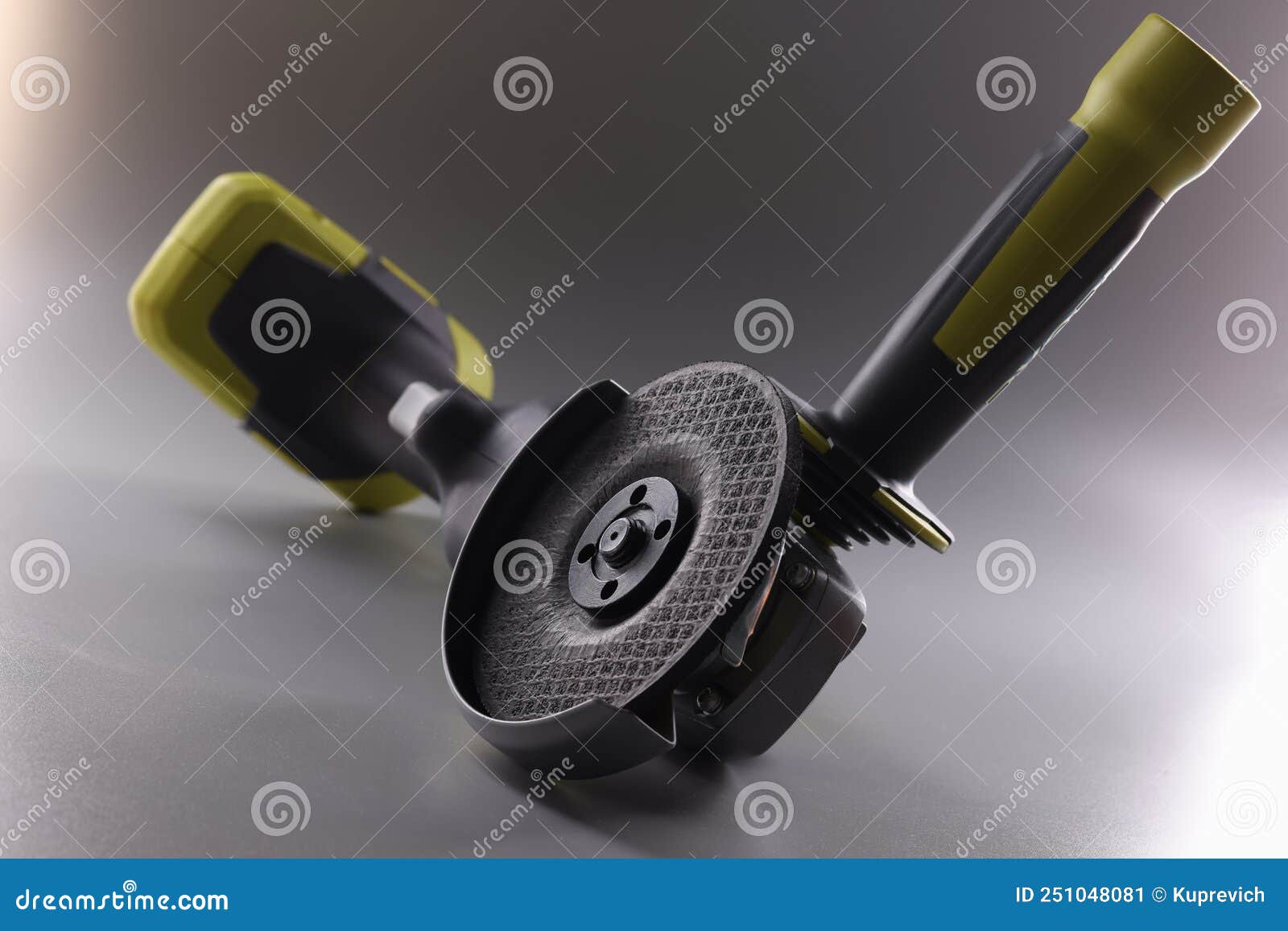 Professional Angle Grinder with Disc on Gray Background Stock Image ...
