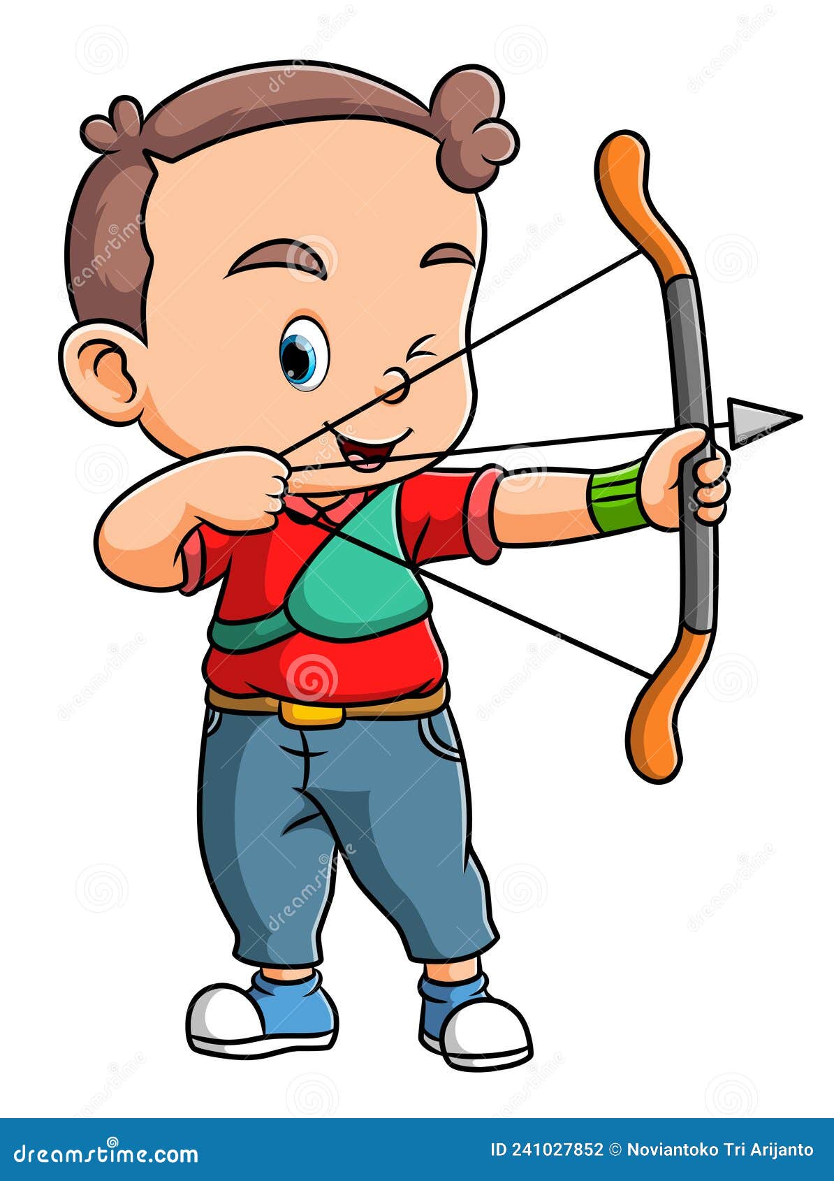 The Professional Archery Boy is Aiming the Target Stock Vector ...