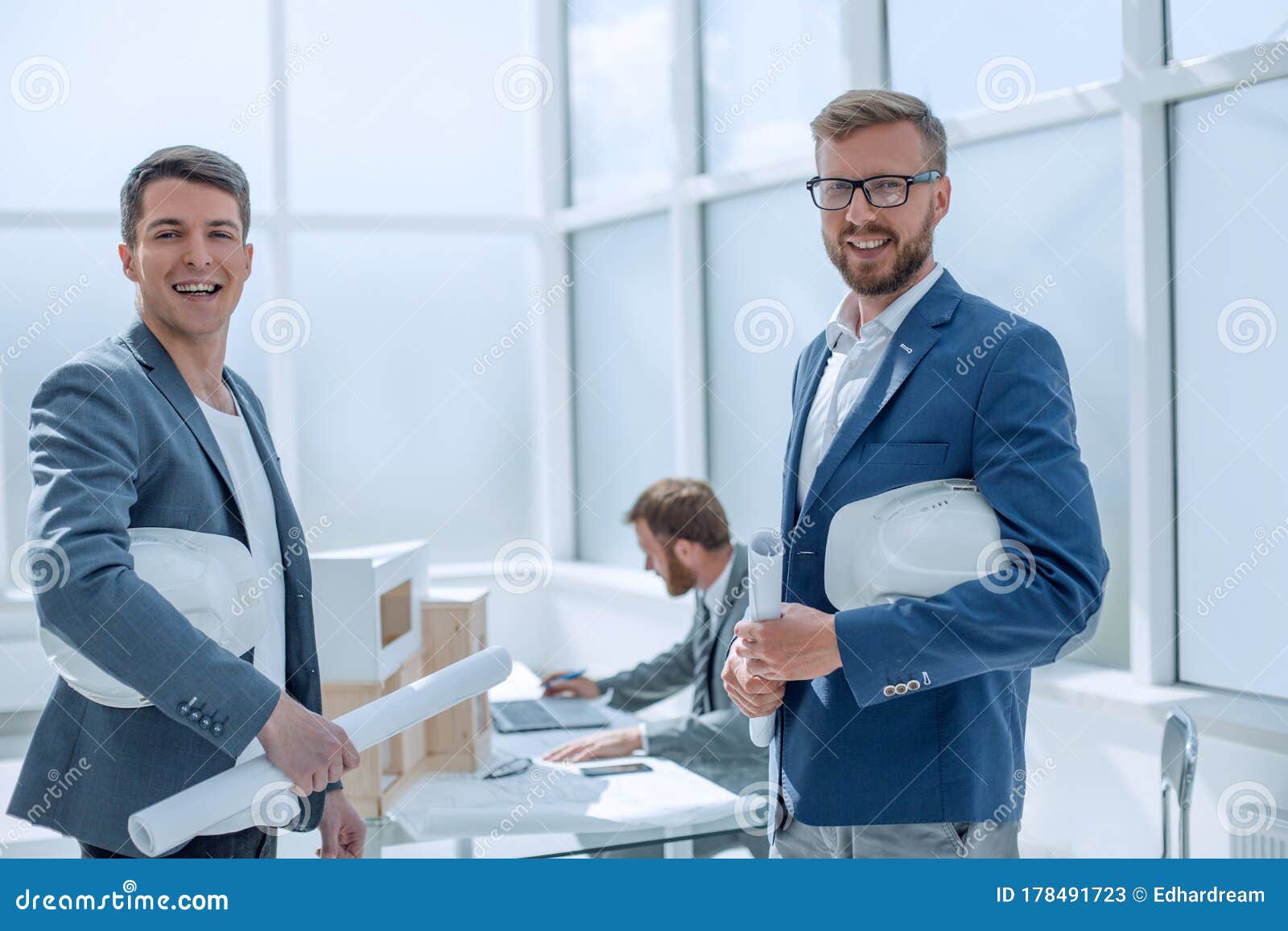 Professional Architect and Designer Standing in Creative Office Stock ...