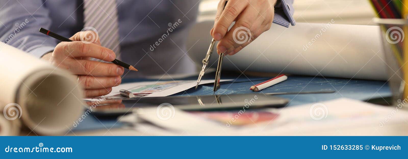 Professional Architect Drafting Building Project Stock Image - Image of ...