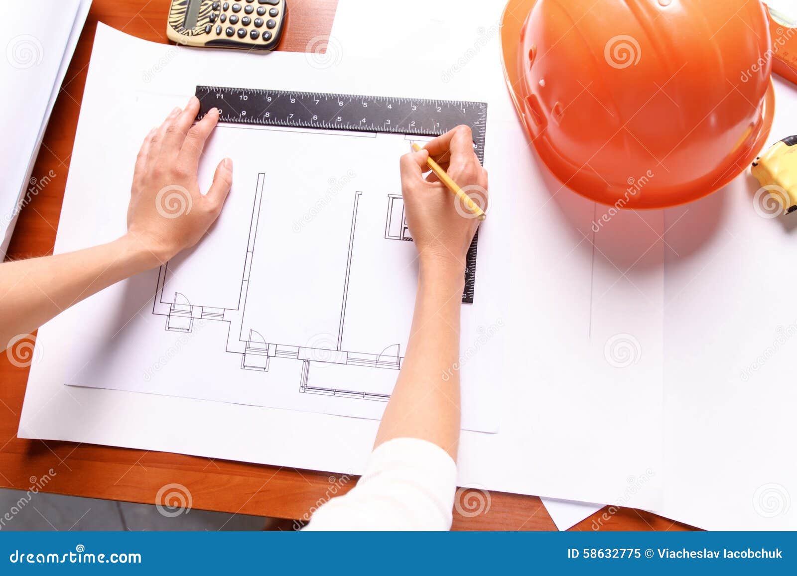 Professional Architect Making Drawing Stock Image - Image of company ...