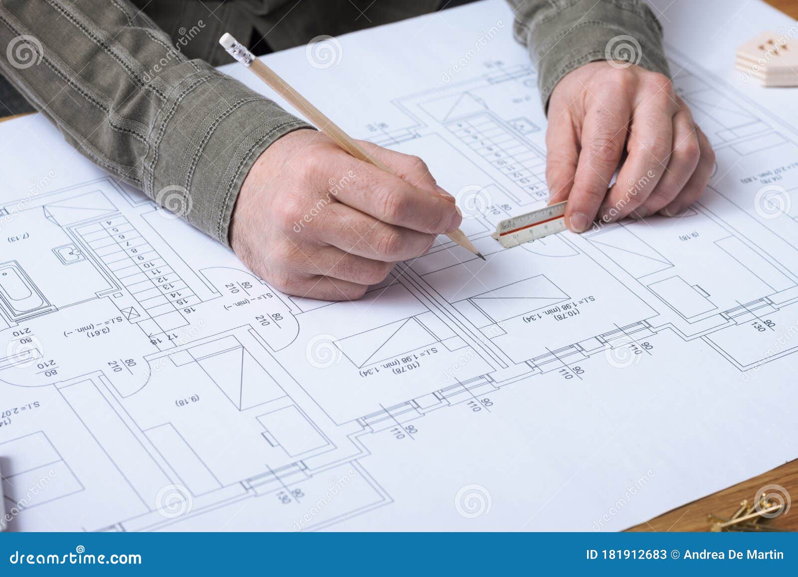 Professional Architect Working at His Desk Stock Image - Image of ...