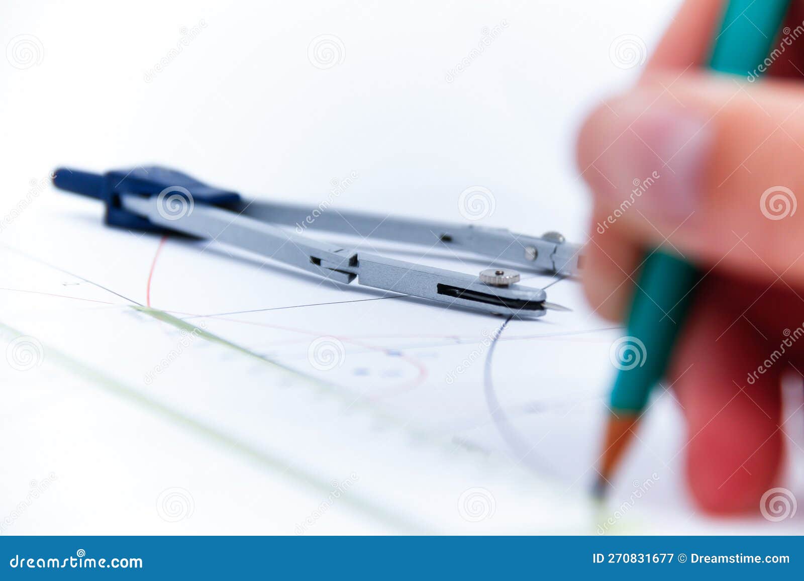 Professional Architect Working at His Desk, Measuring and Estimating ...