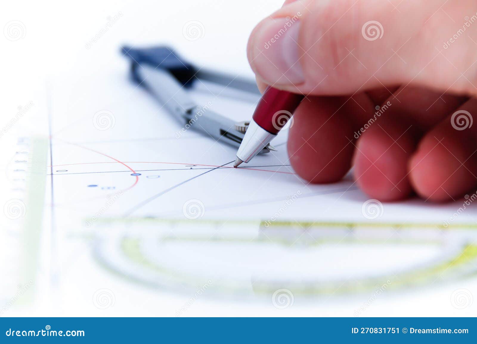 Professional Architect Working at His Desk, Measuring and Estimating ...