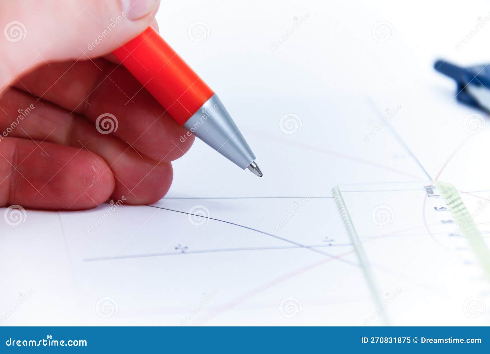 Professional Architect Working at His Desk, Measuring and Estimating ...