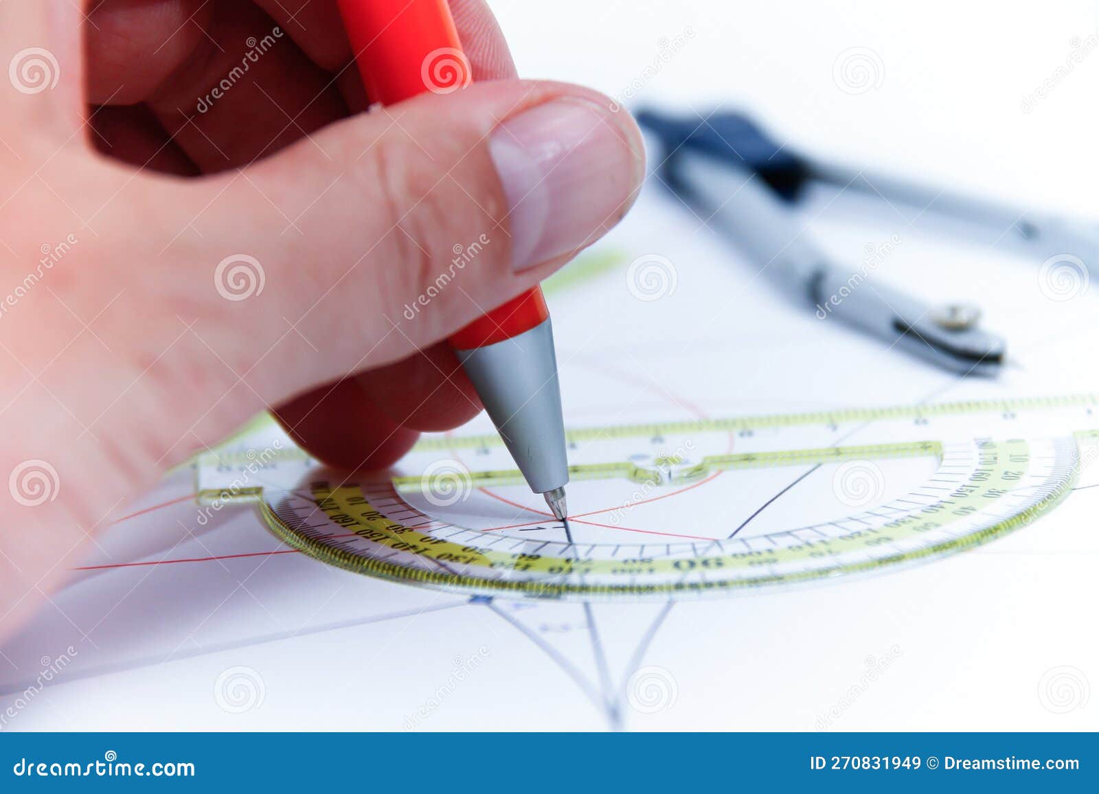 Professional Architect Working at His Desk, Measuring and Estimating ...