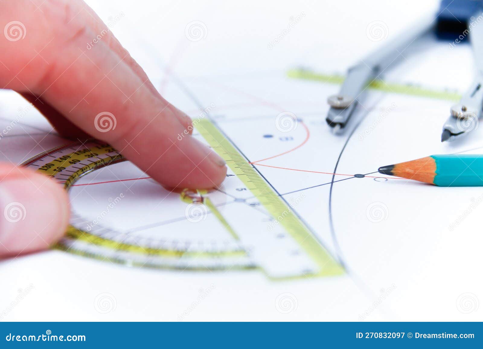 Professional Architect Working at His Desk, Measuring and Estimating ...