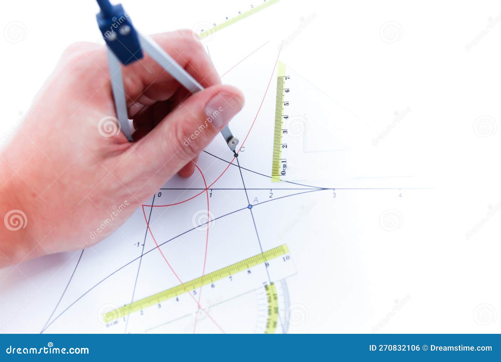 Professional Architect Working at His Desk, Measuring and Estimating ...