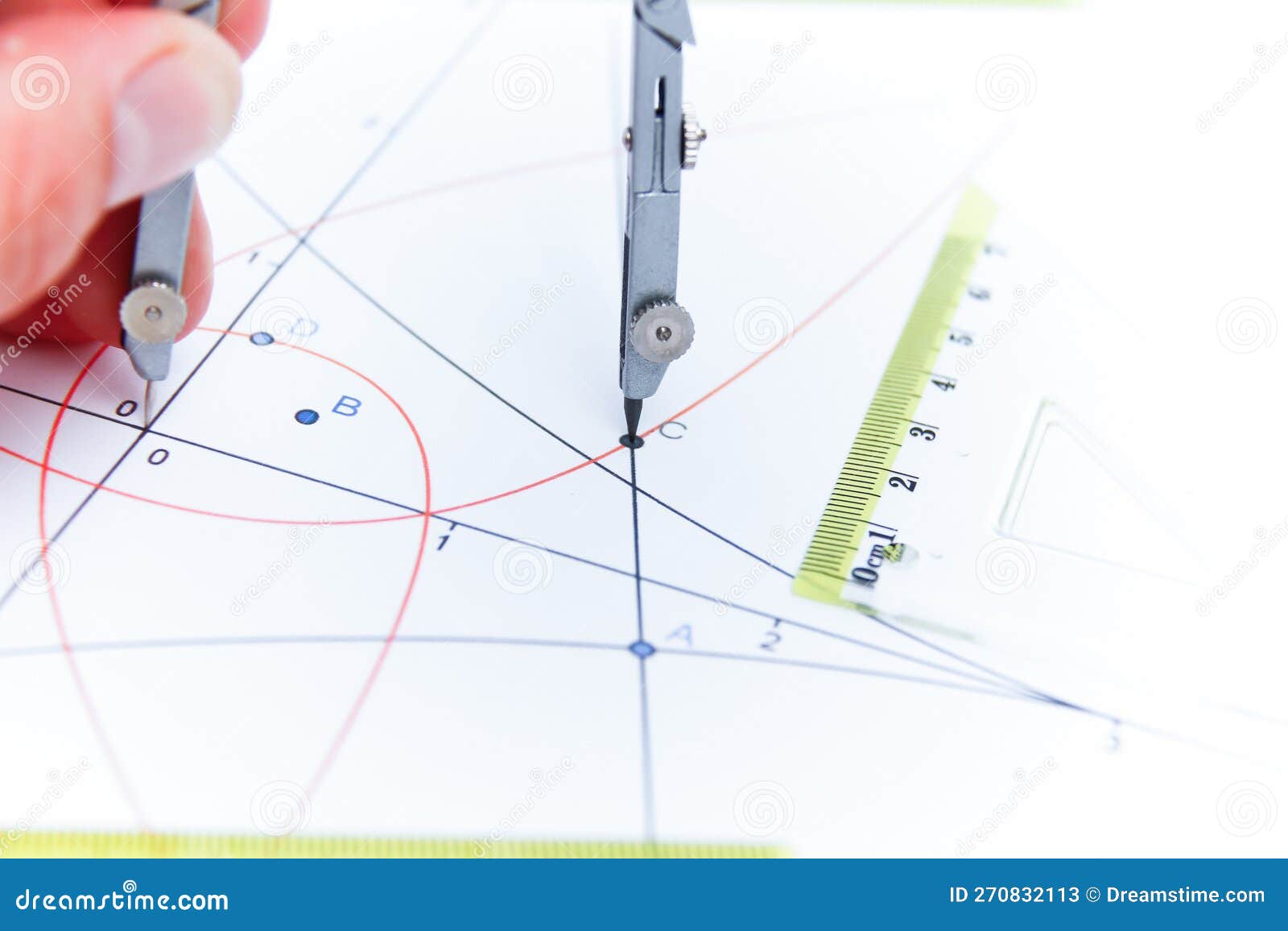 Professional Architect Working at His Desk, Measuring and Estimating ...