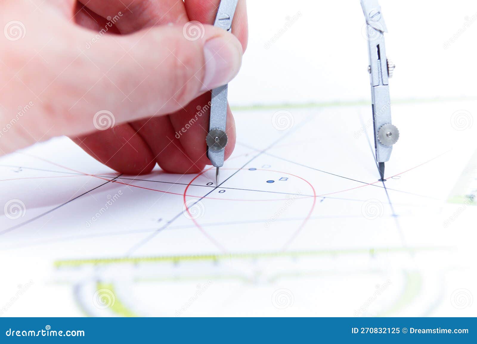 Professional Architect Working at His Desk, Measuring and Estimating ...