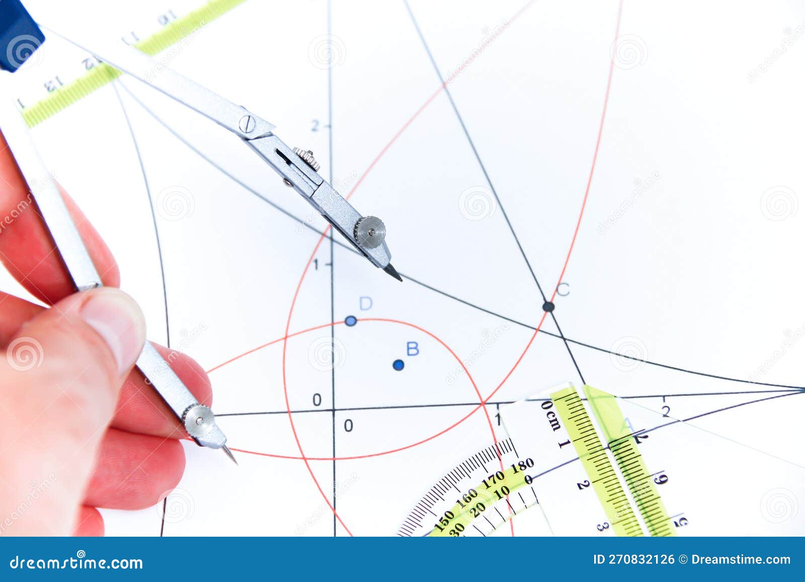 Professional Architect Working at His Desk, Measuring and Estimating ...