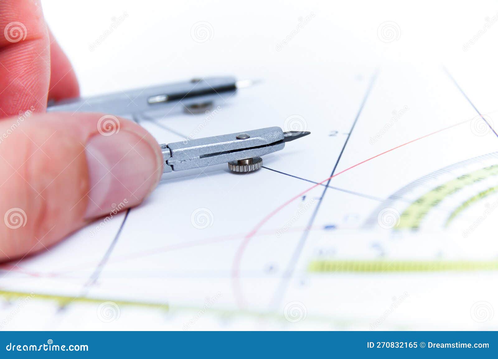 Professional Architect Working at His Desk, Measuring and Estimating ...