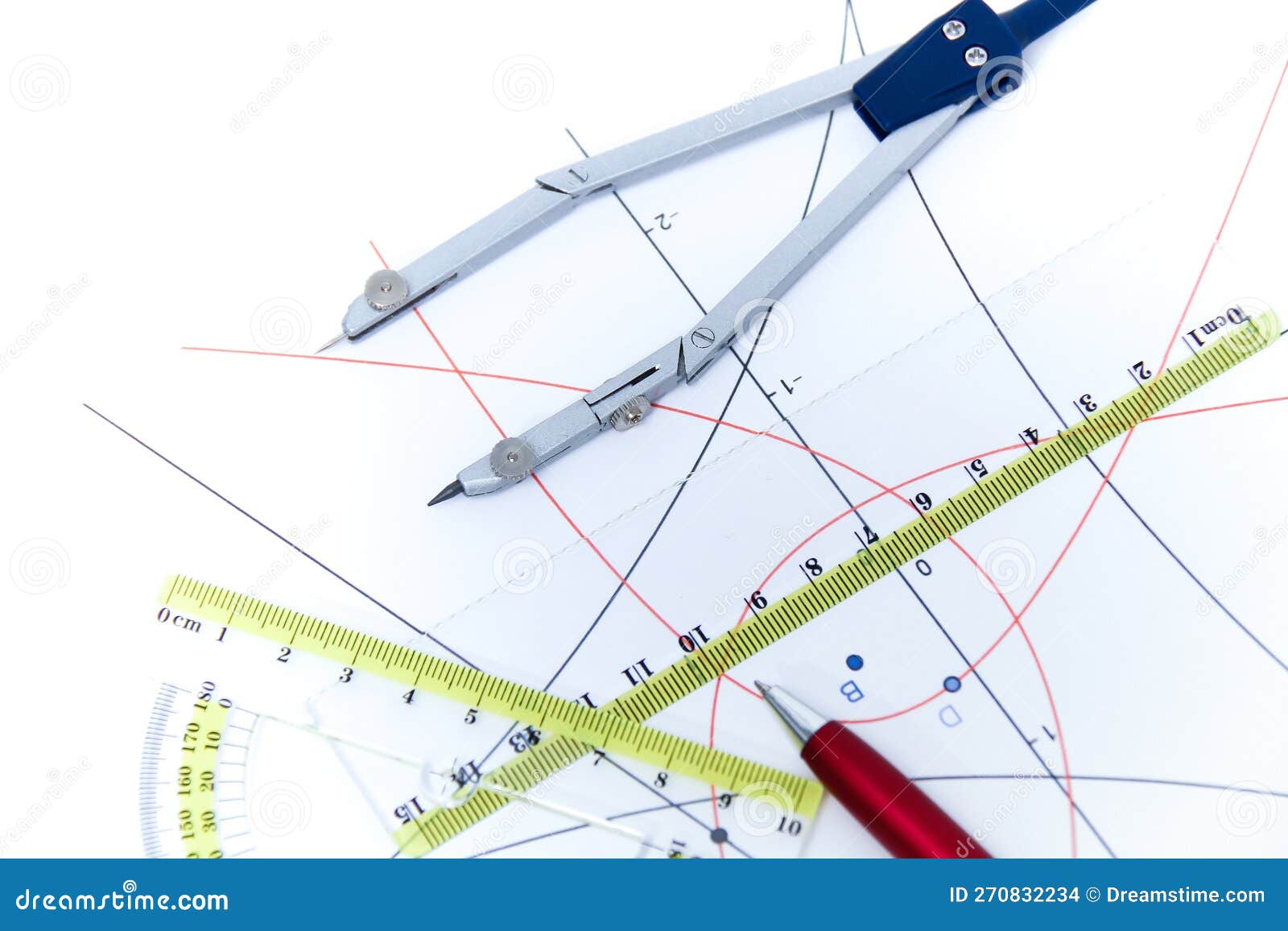 Professional Architect Working at His Desk, Measuring and Estimating ...