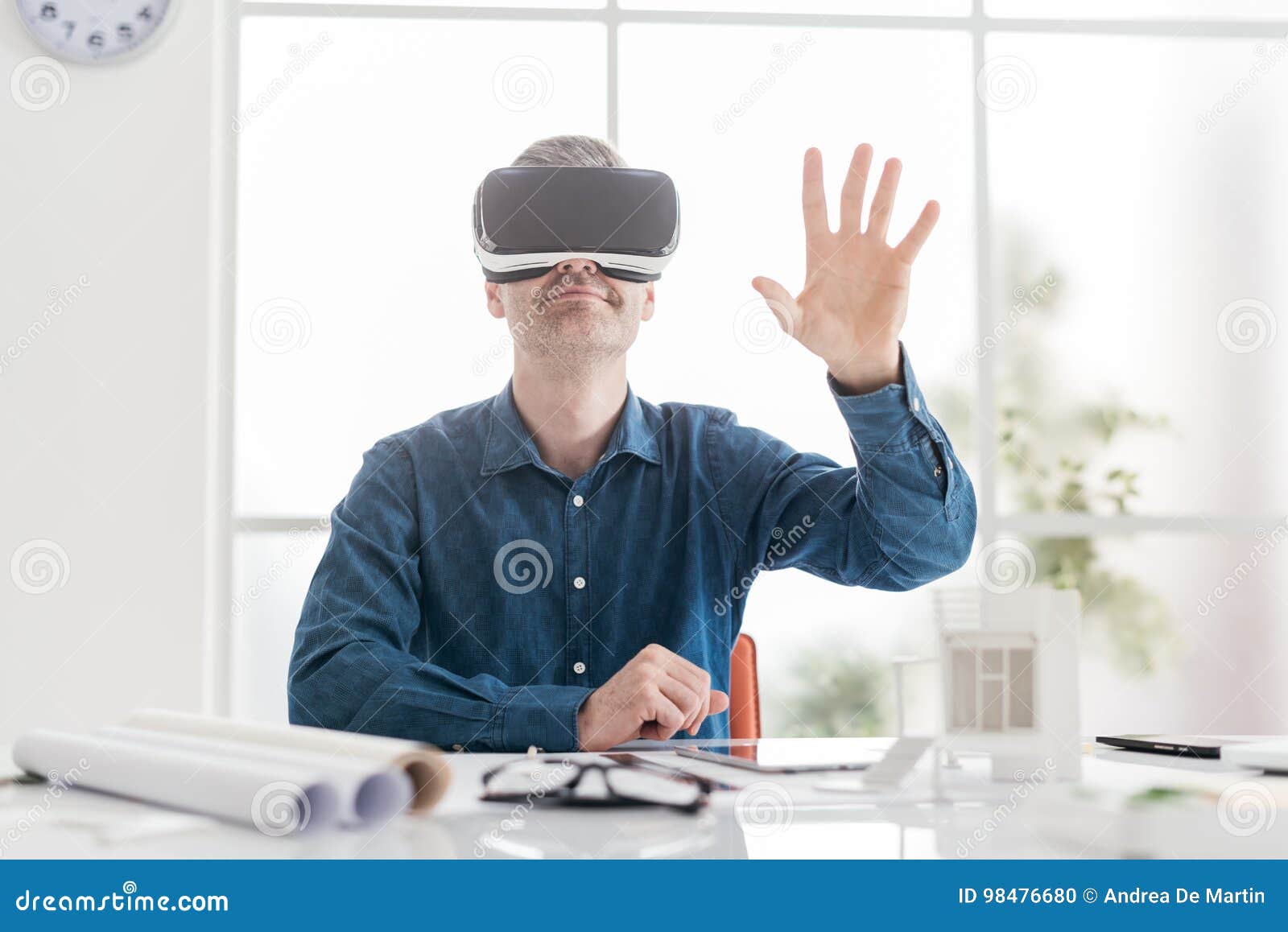 Professional Architect Working with Virtual Reality Stock Photo - Image ...