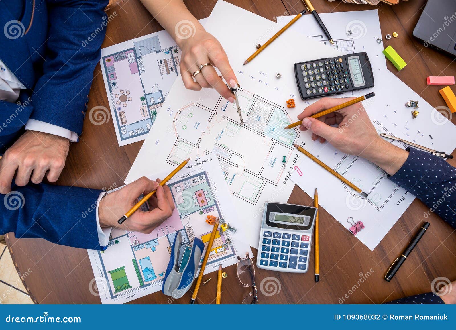Professional Architects Discussing the House Project Stock Photo ...