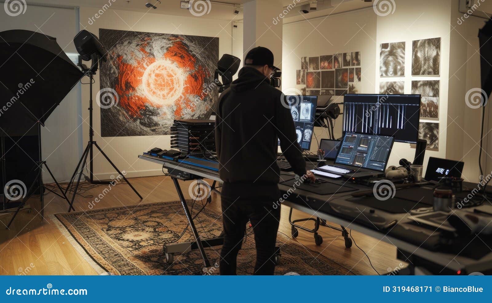 Professional Artist Looking and Impressing Digital Art at Art Studio ...