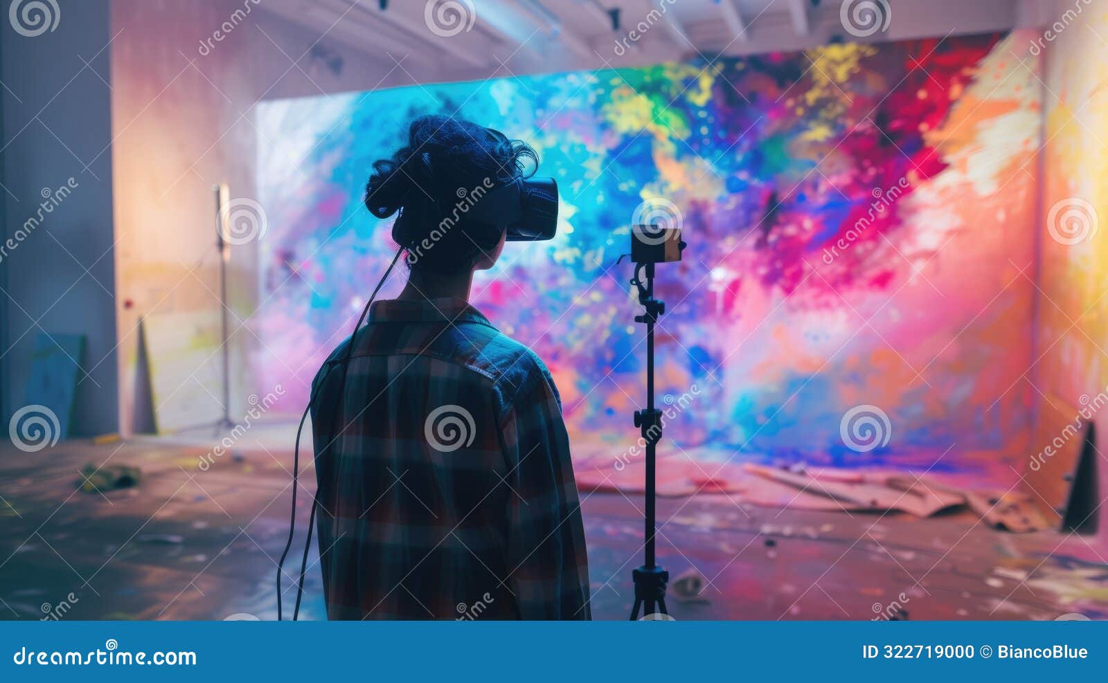 Professional Artist Looking and Impressing Digital Art at Art Studio ...