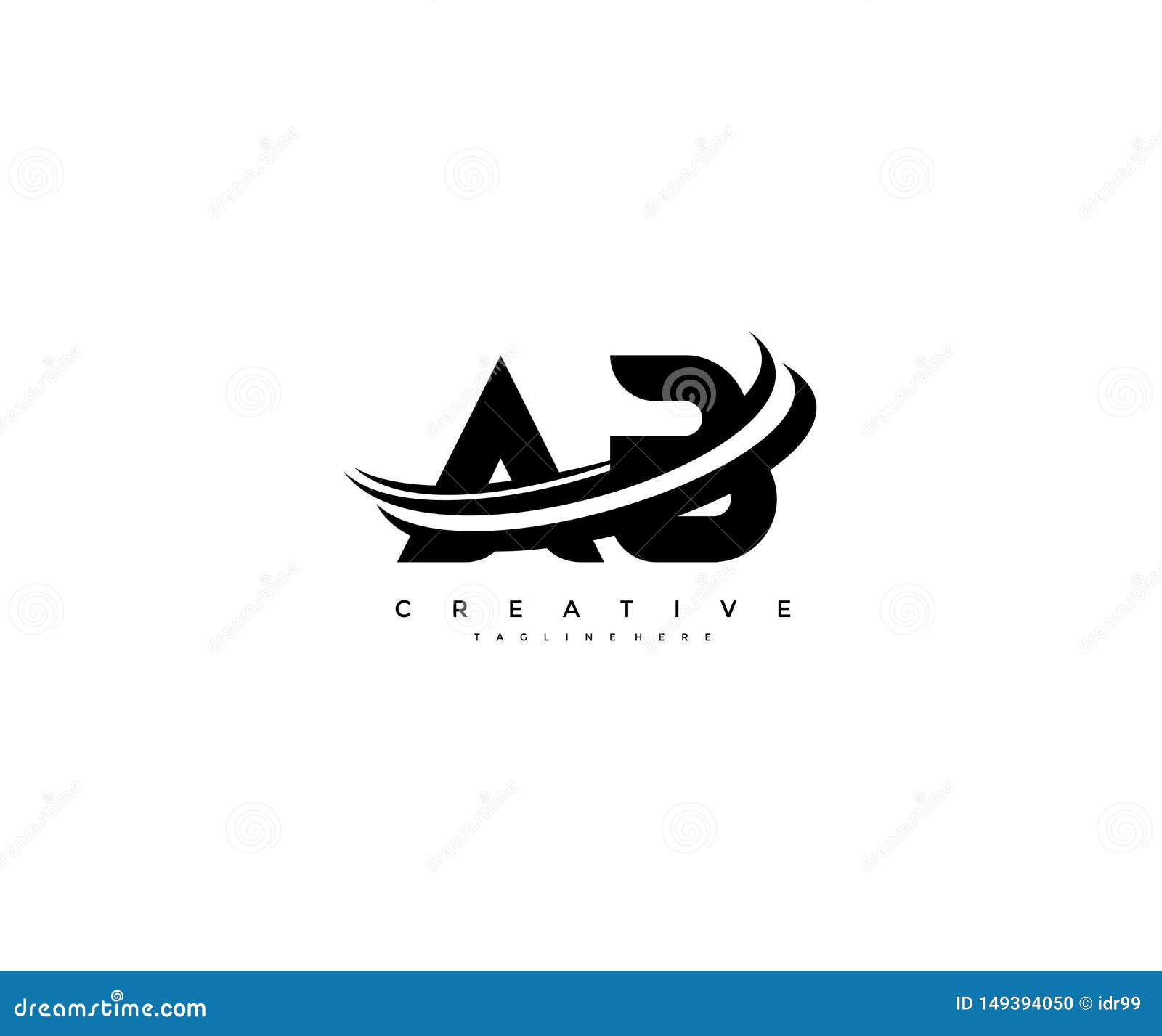 Professional Artistic Monogram Swoosh Letter AB Logo Design Stock ...