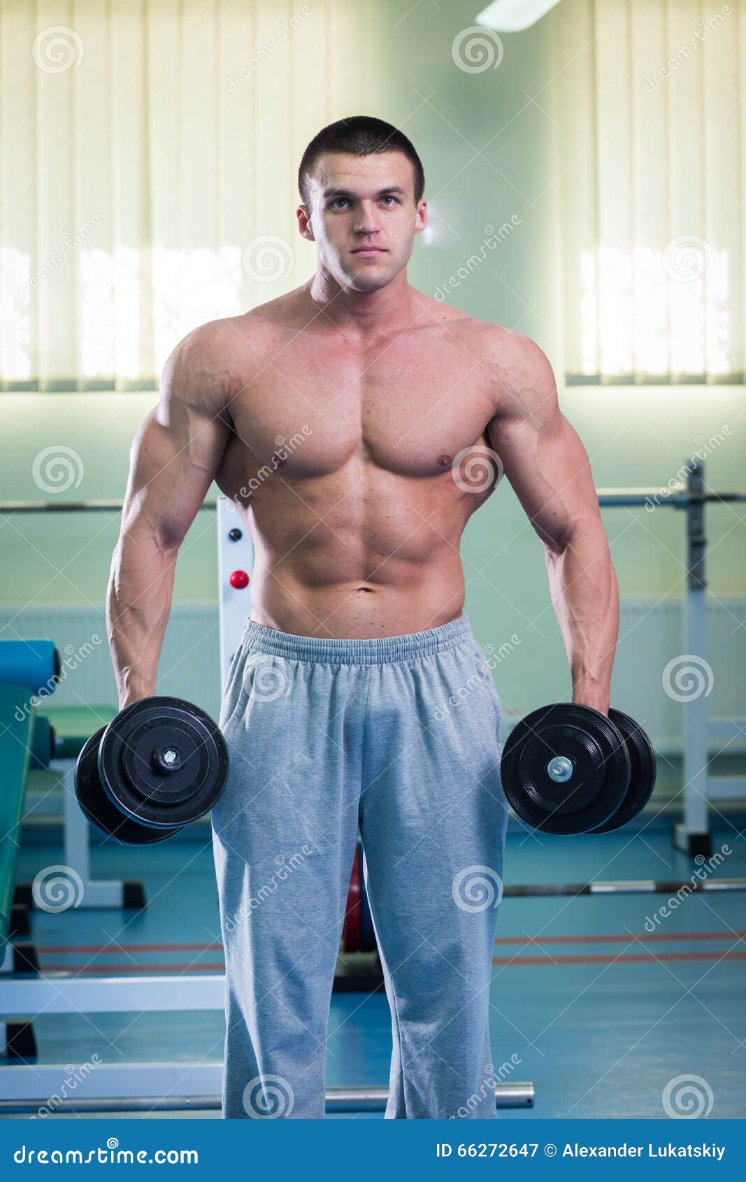 Professional Athlete Performs Exercises in the Gym Stock Image - Image ...