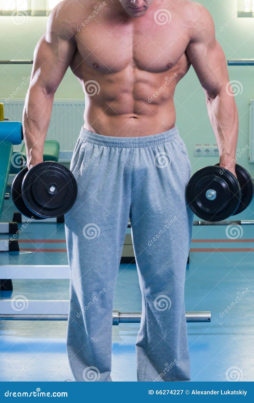 Professional Athlete Performs Exercises in the Gym Stock Image - Image ...