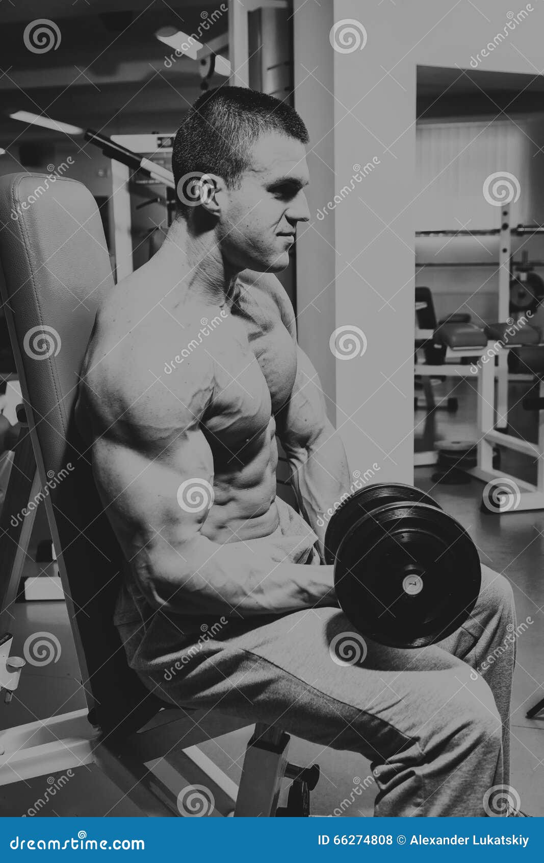 Professional Athlete Performs Exercises in the Gym Stock Photo - Image ...