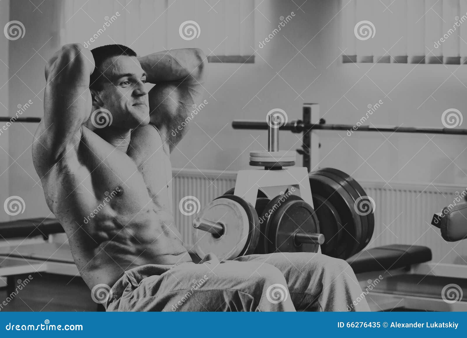 Professional Athlete Performs Exercises in the Gym Stock Image - Image ...