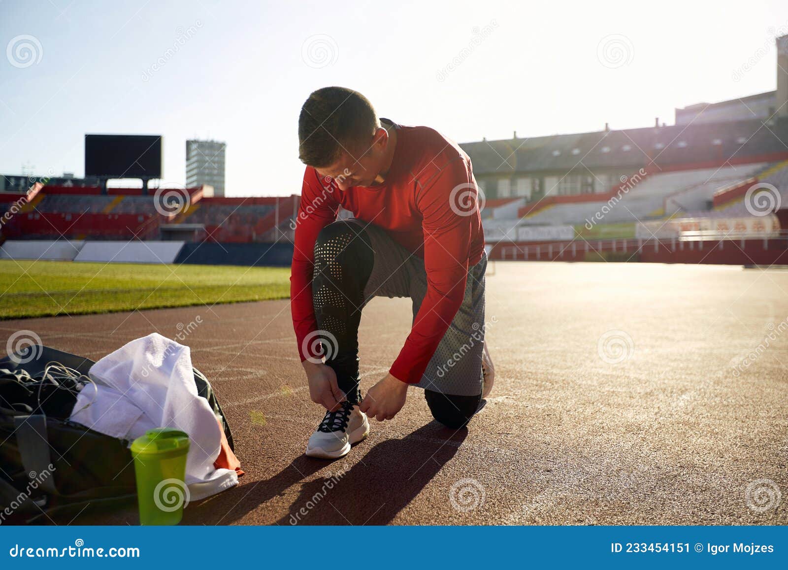 Professional Athlete Preparing for the Race Stock Image - Image of ...