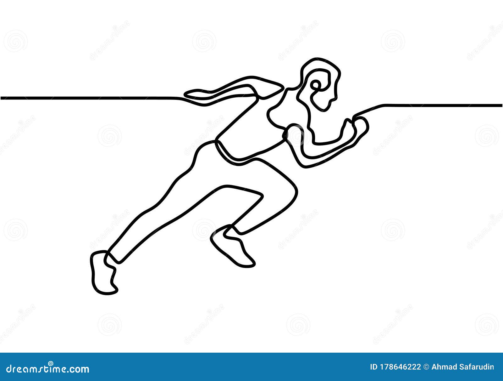 Professional Athlete Runner. One Continuous Single Line Drawing Stock ...