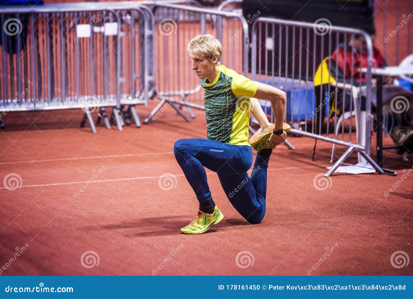 Professional Athlete Warming Up in Indoor Athletics Race Stock Photo ...
