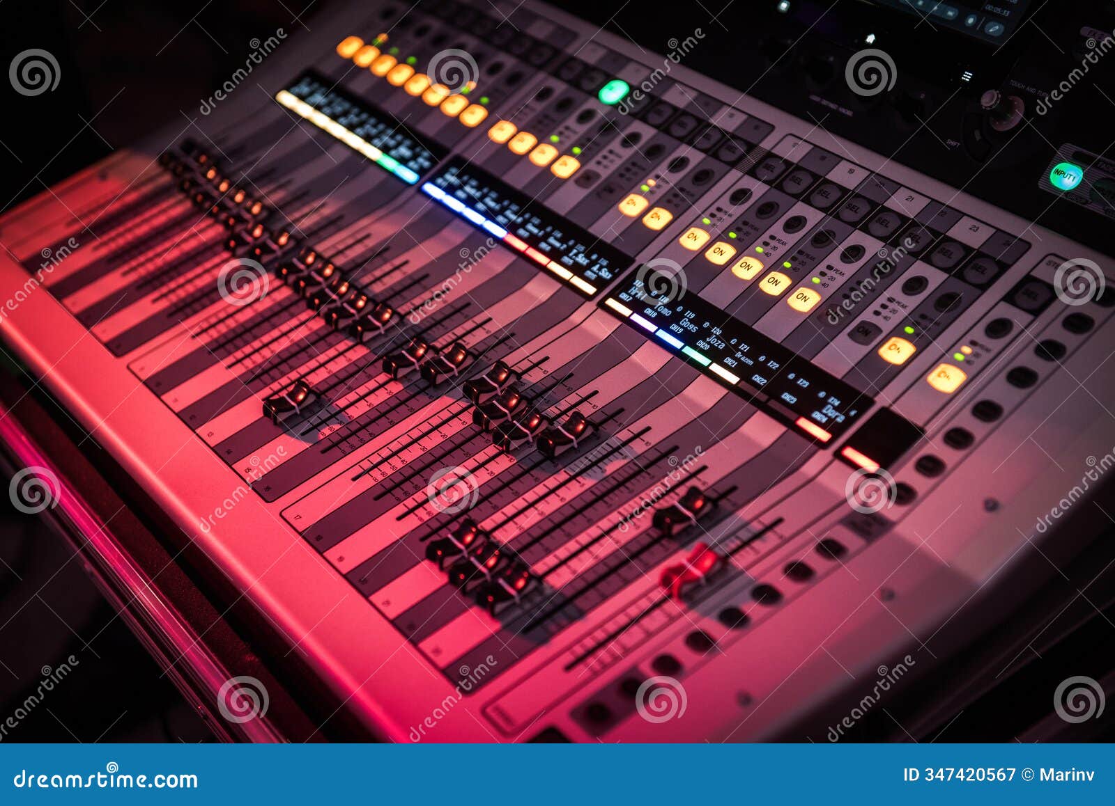 Professional Audio Mixer with Illuminated Controls in Studio Stock ...