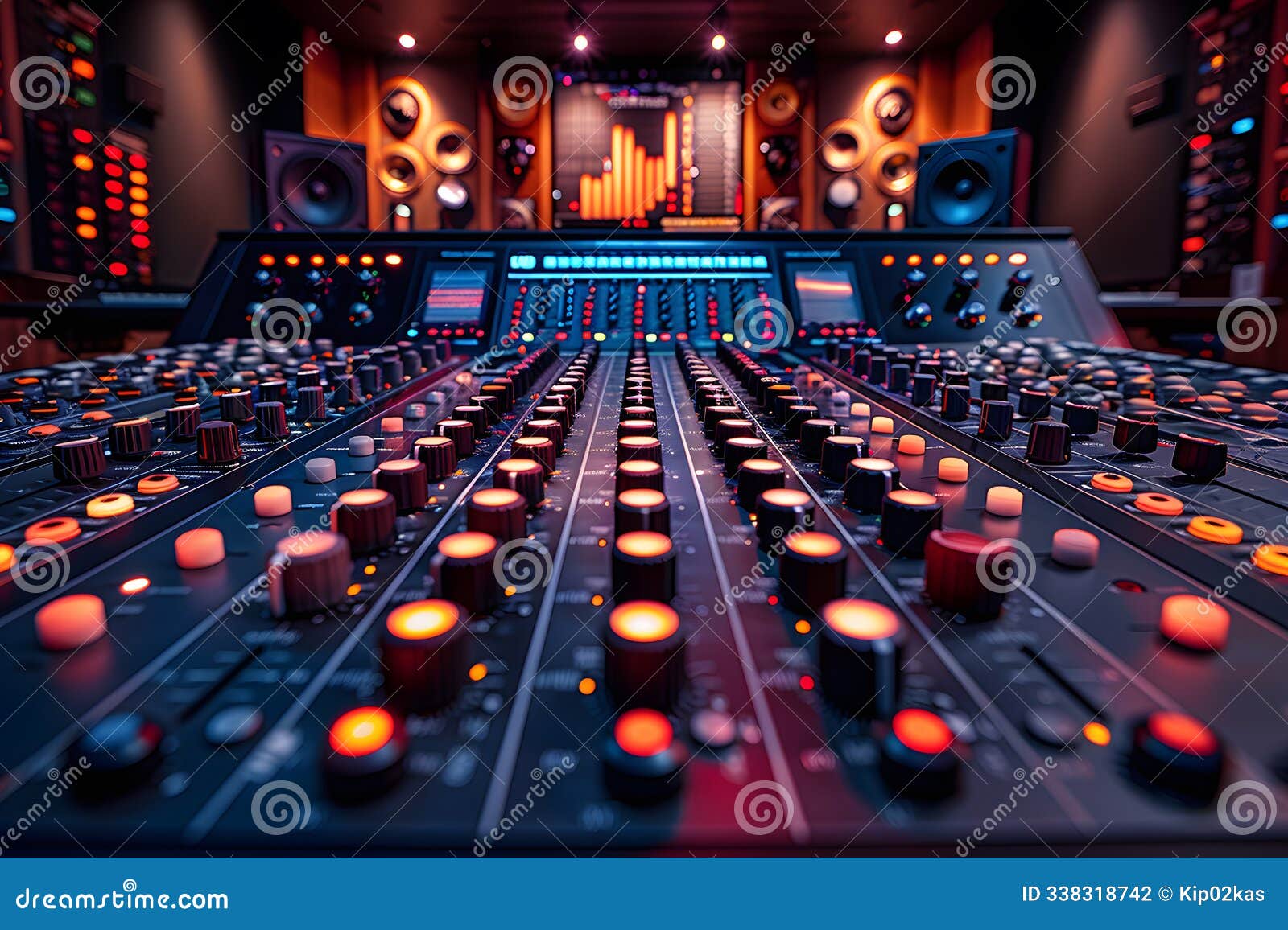 Modern Music Studio with Professional Audio Mixing Console and Sound ...
