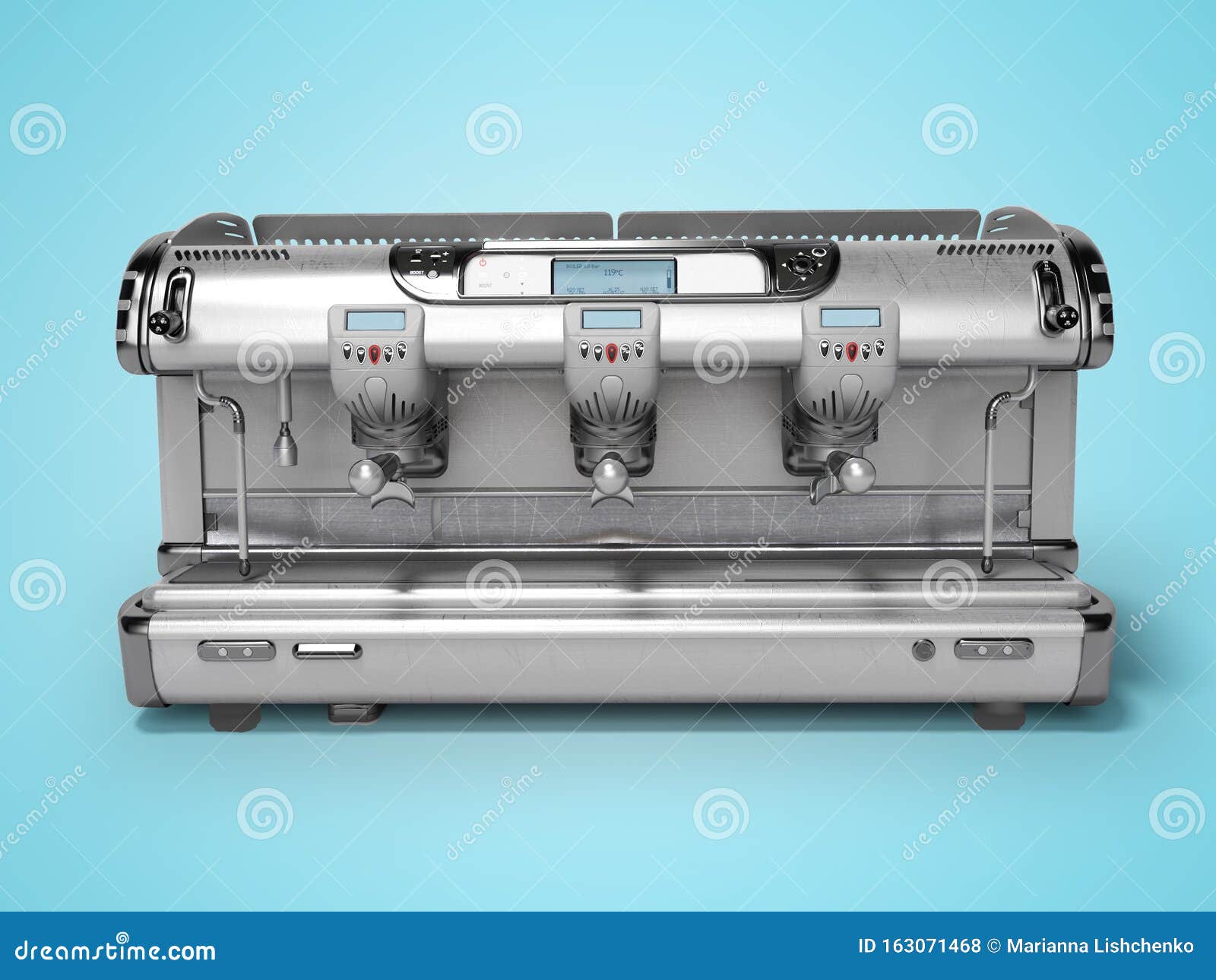 Professional Automatic Coffee Machine for Three Posts Front View 3d ...