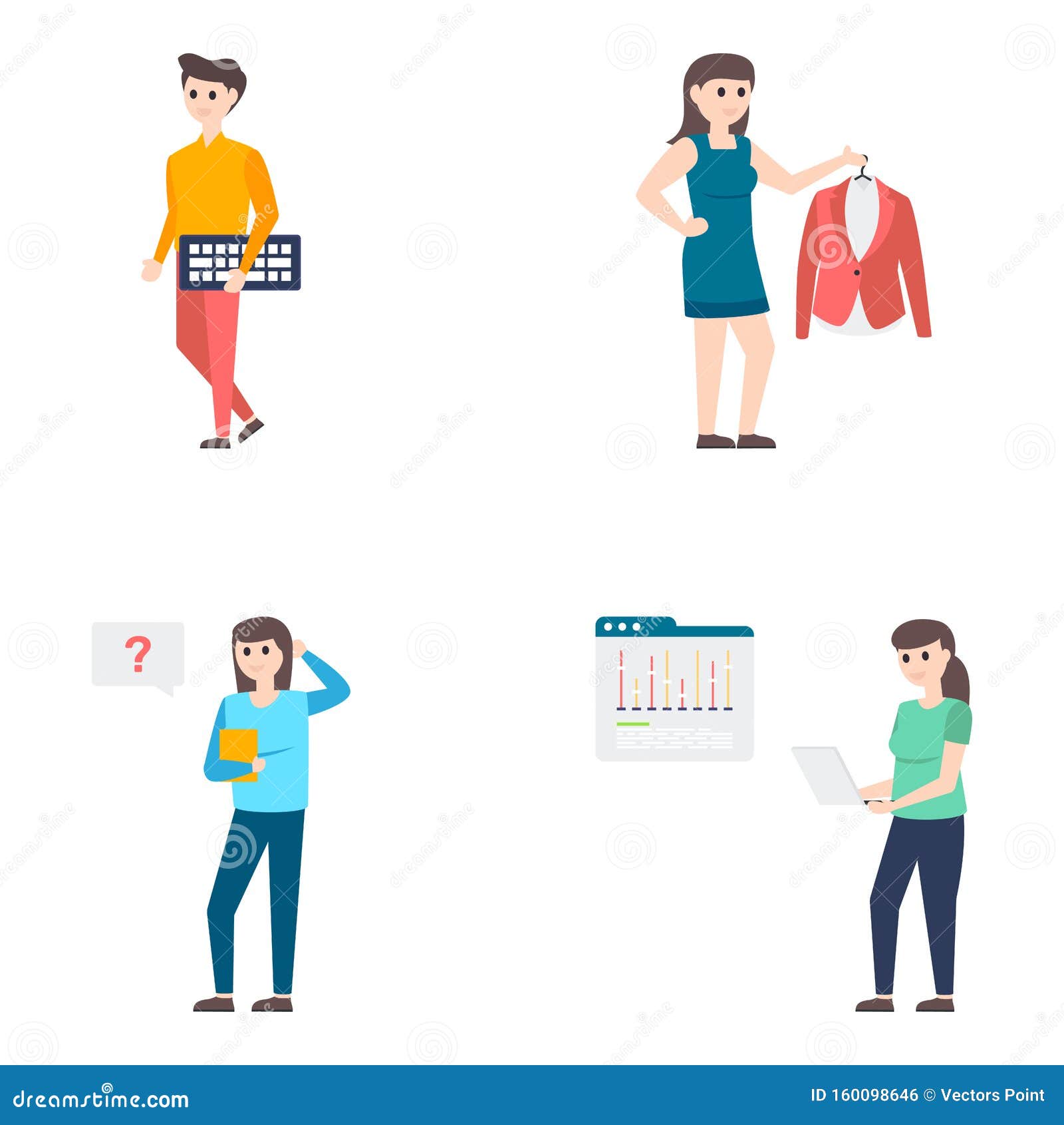 Professional Avatars Flat Vector Character Stock Vector - Illustration ...