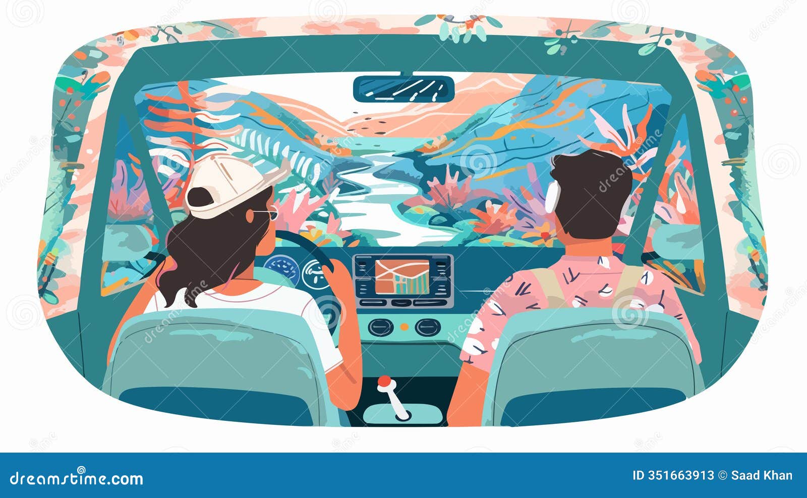 Professional Back View of Driver and Passengers in Car Interior Stock ...