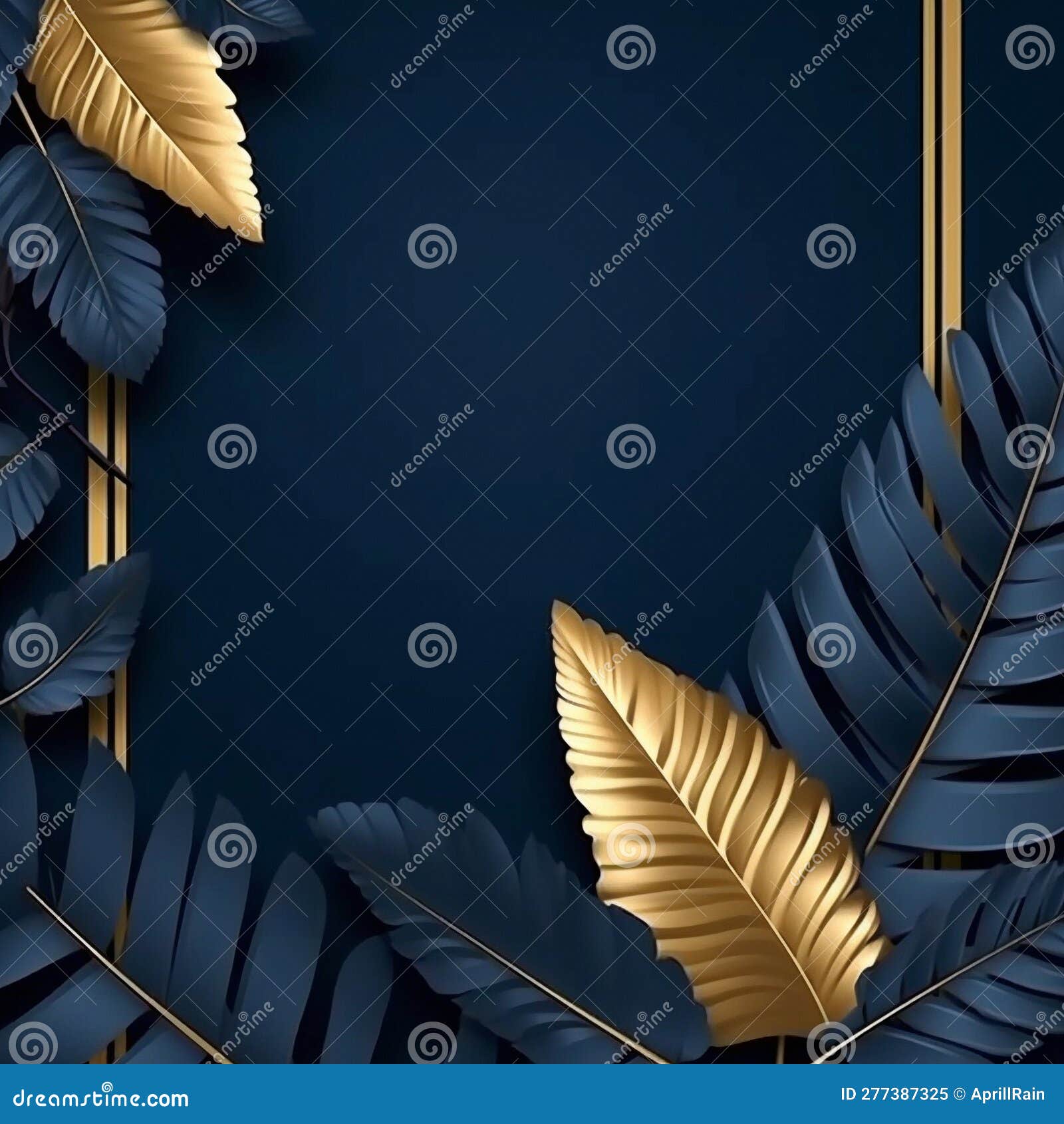Professional Background with Leaves. Blue and Gold Leaves Stock ...