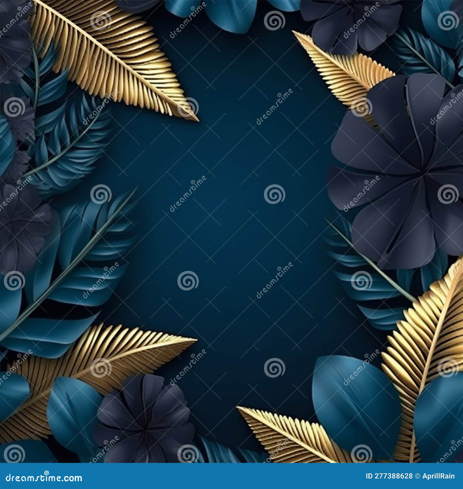 Professional Background with Leaves. Blue and Gold Leaves Stock ...